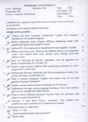 Computer Architecture - Pokhara University Faculty of Science and ...