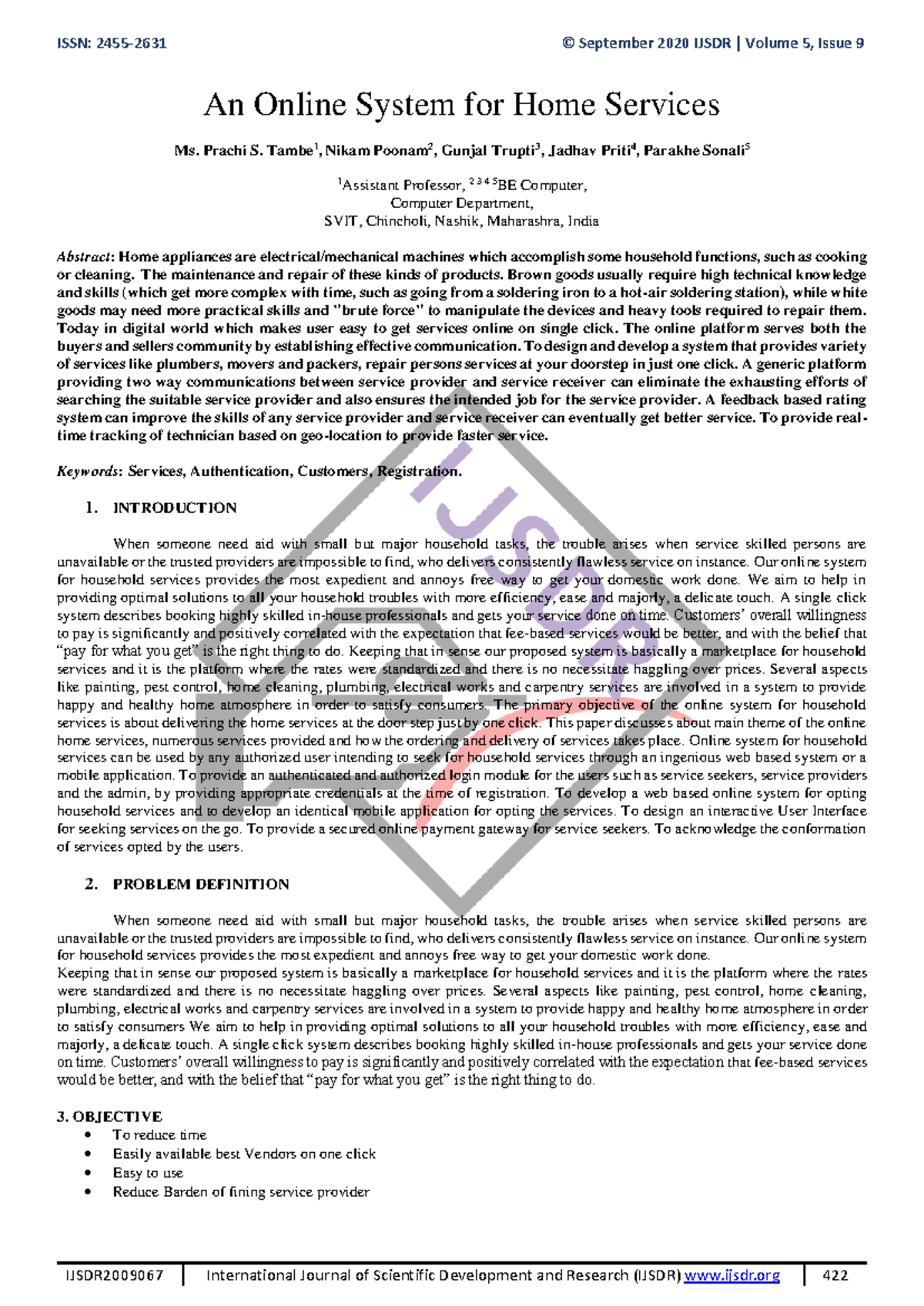 Paper 6 - An Online System for Home Services Ms. Prachi S. Tambe 1 ...