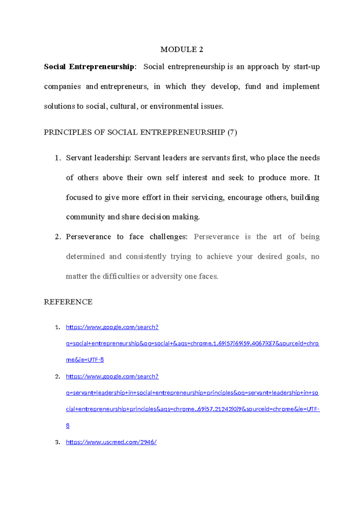 Note - MODULE 2 Social Entrepreneurship: Social entrepreneurship is an ...