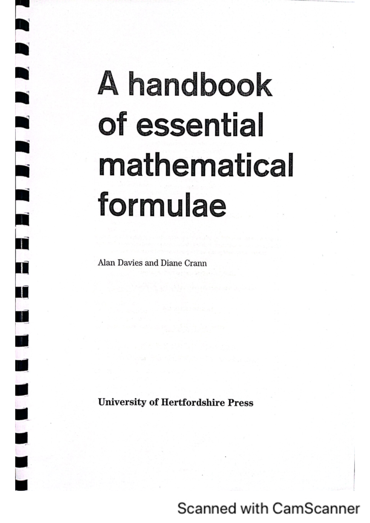 A Handbook Of Essential Mathematical For - Mathematics - Studocu