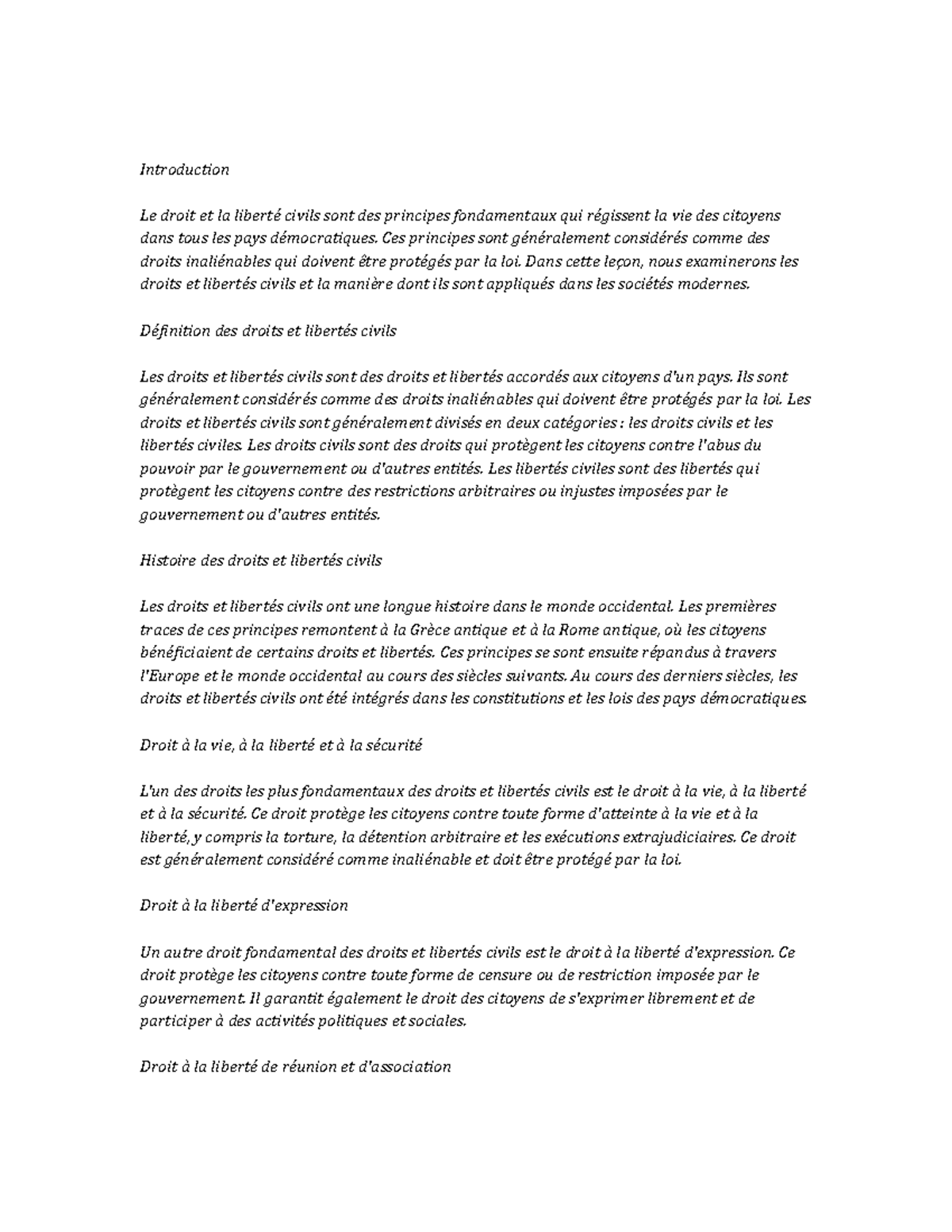 Civil Rights and Civil Liberties note study - Introduction Le droit et ...