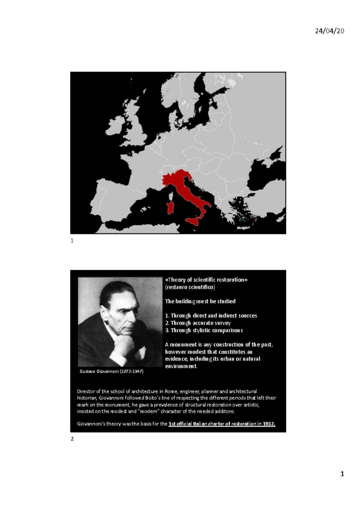 2020 11 25 Scientific + Post war (Italy) + Venice Charter - 1 «Theoryof ...