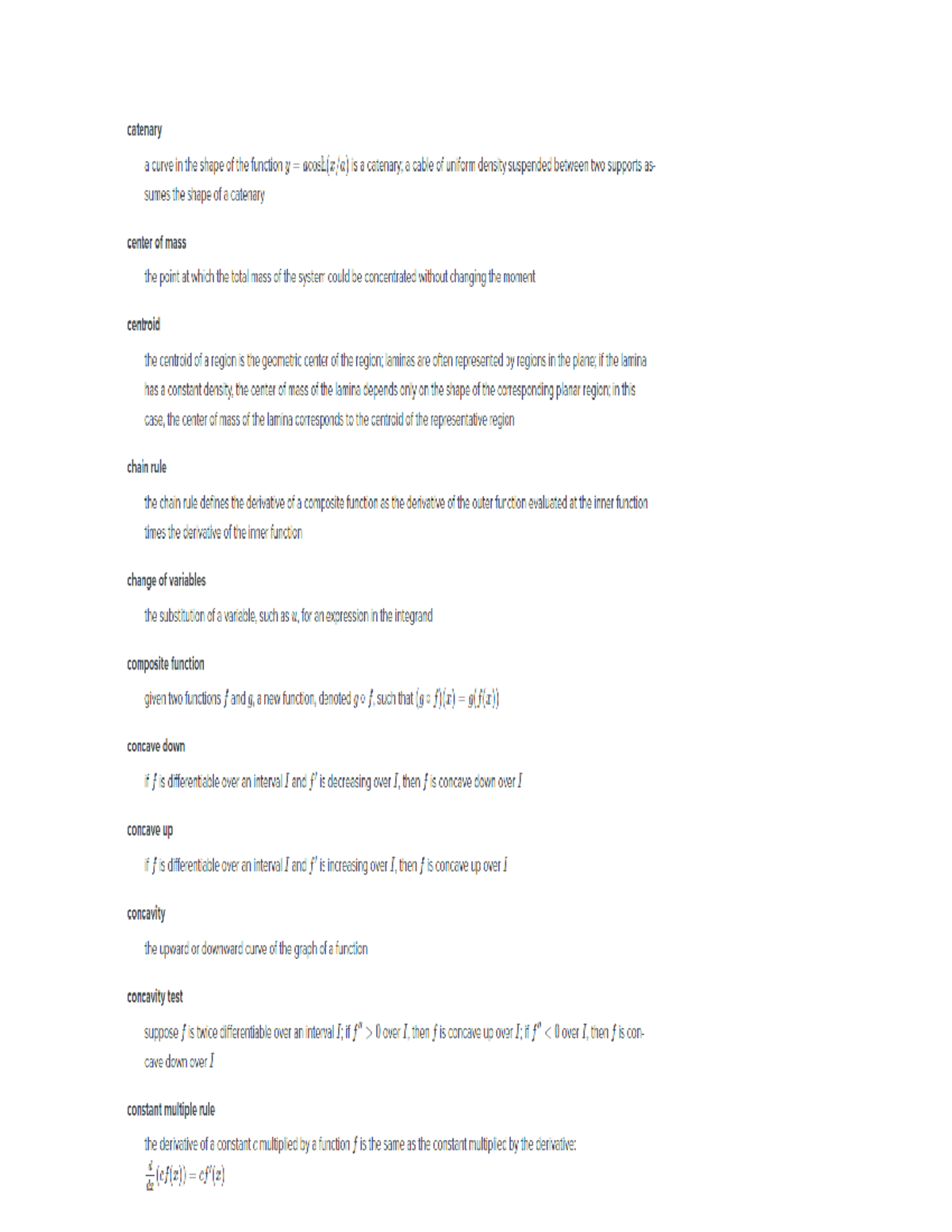 Calc1 - Terms to know for Calculus 1 - MA113 - Studocu