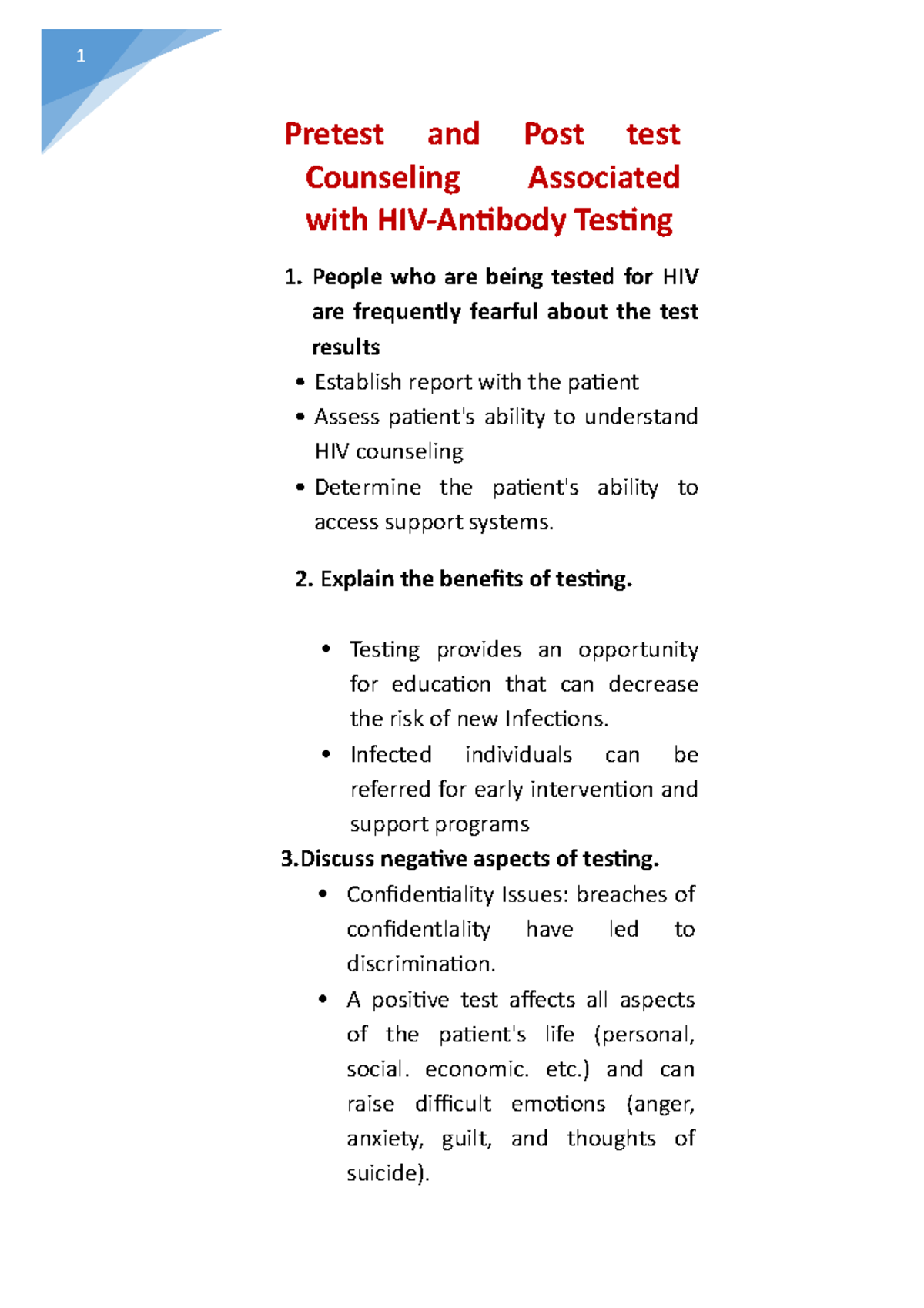 Pretest and posttest counseling associated with HIV antibody testing ...