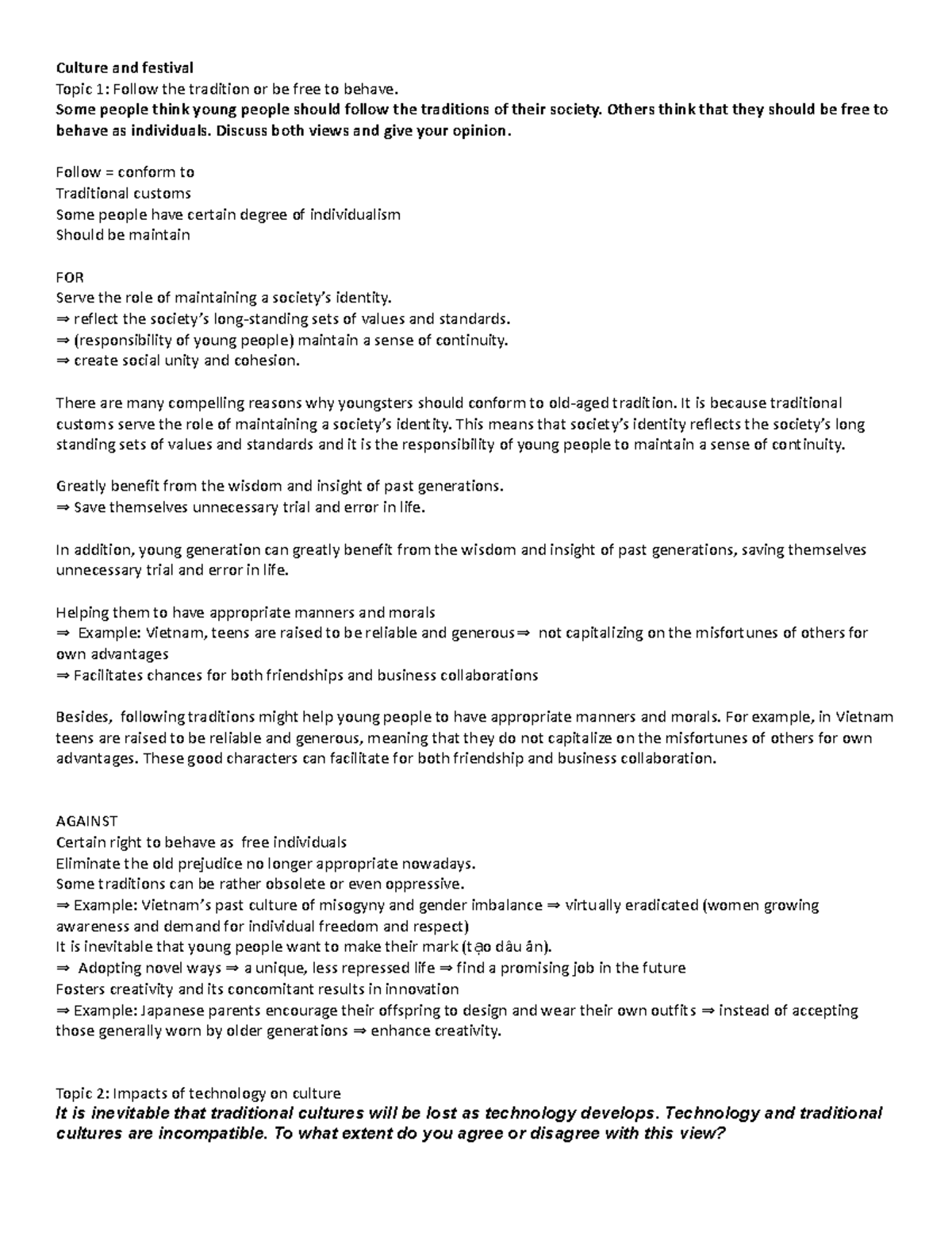 Culture and Tradition - Task 2 writing IELTS - Culture and festival ...