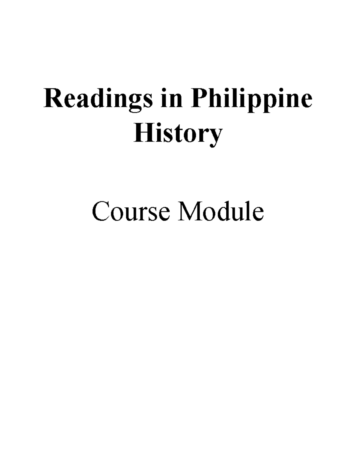 Readings in Philippine History - Course Module - Readings in Philippine History Course Module ...