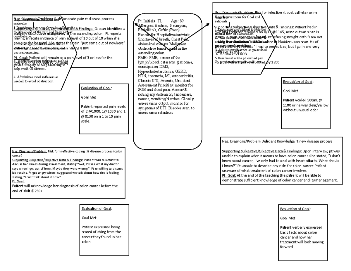 Concept Map week 5 - TL Pt. Initials: TL Age: 89 Allergies: Bactrim, Neomycin, Penicillin’s ...