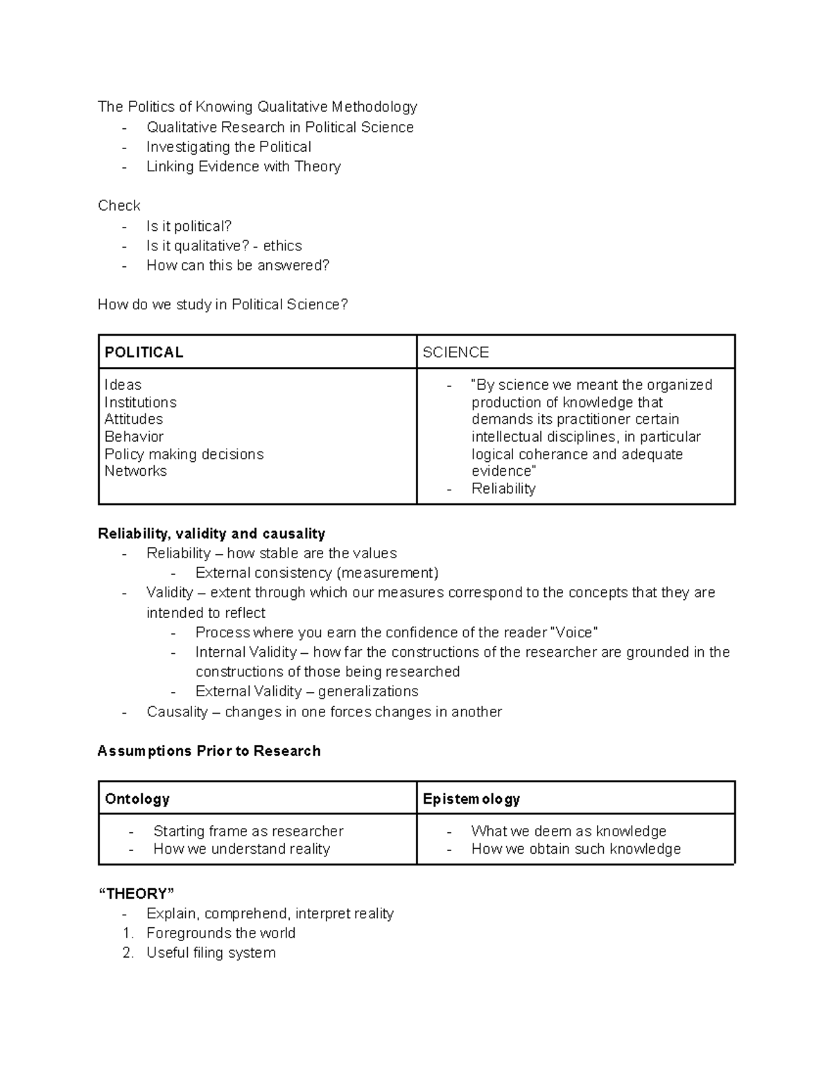 Notes - The Politics of Knowing Qualitative Methodology - Qualitative ...