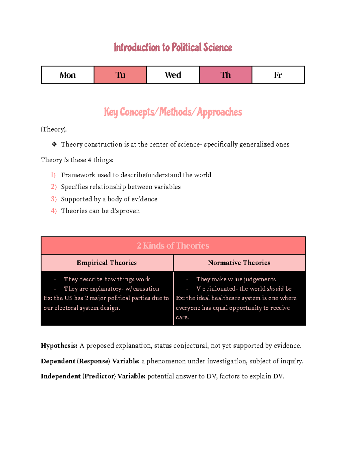 Class Notes Introduction to political Science P1 - Introduction to ...