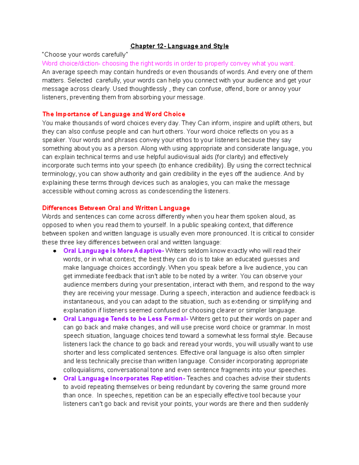 Unit 4 Speak Up- Chapter 12 Language and Style 17 - Chapter 12 ...