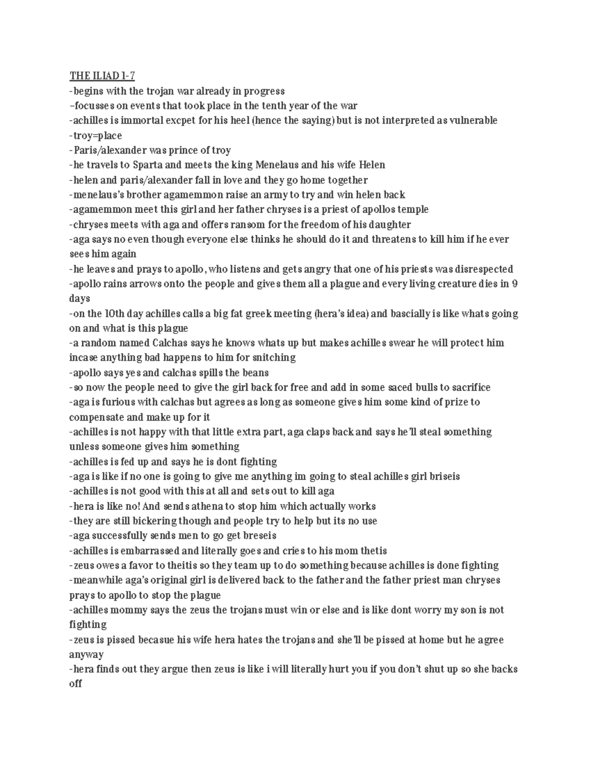 The illiad - Class notes - THE ILIAD 1-begins with the trojan war ...