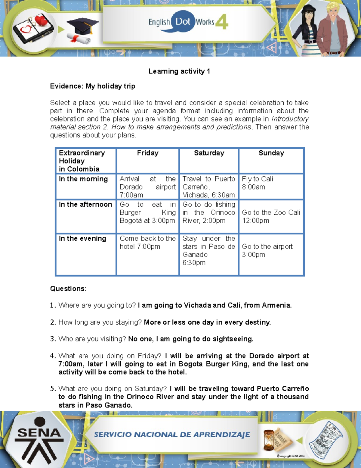 Evidence My holiday trip Juan Rivas - Learning activity 1 Evidence: My ...