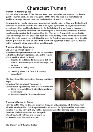 English Notes (mod B) - Module B – The Truman Show Essay Practice 2022 ...