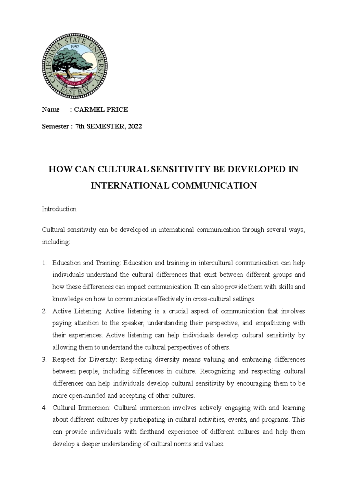 HOW CAN Cultural Sensitivity BE Developed IN International ...