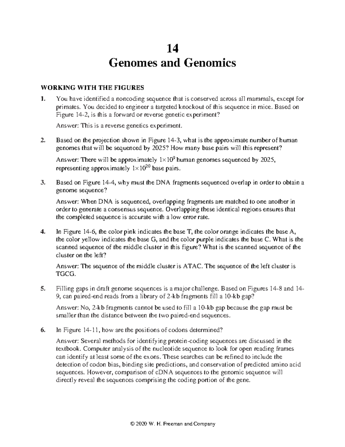 IGA 12e SM Ch 14 - 14 Genomes and Genomics WORKING WITH THE FIGURES You have identified a ...