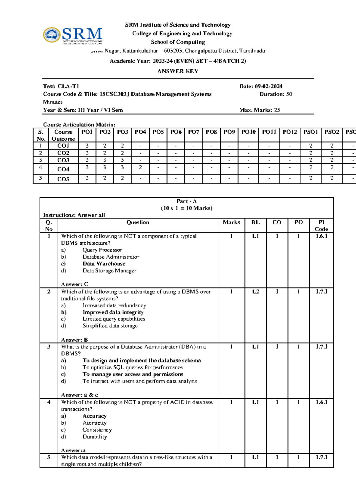CT2 - Batch_2_set4 - SRM Institute of Science and Technology College of ...
