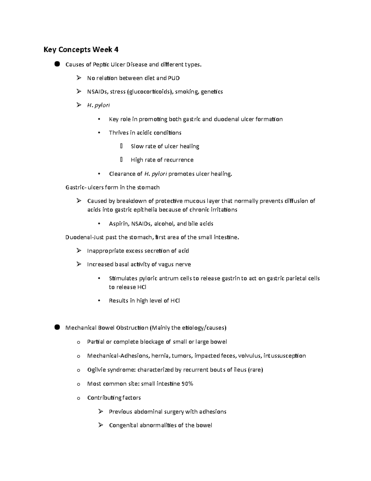 Key COncepts Week 4 - Lecture notes 4 - Key Concepts Week 4 Causes of ...
