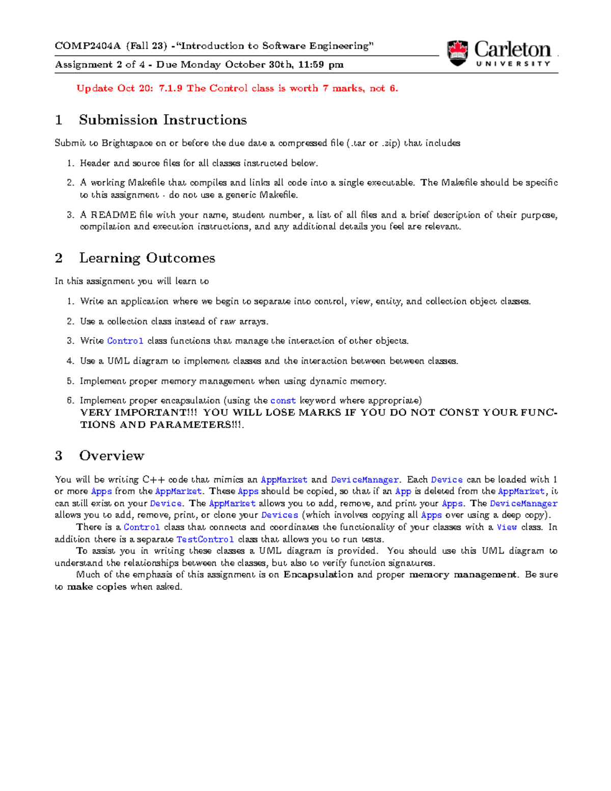 A2f23 update oct 20 - assignment - Assignment 2 of 4 - Due Monday ...