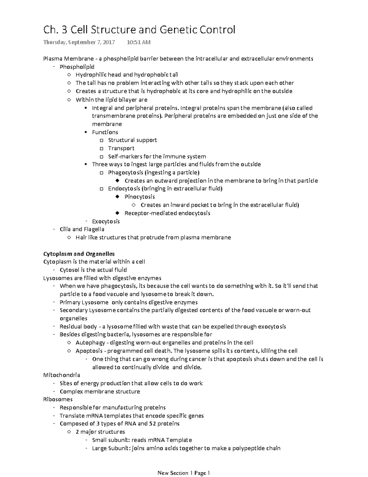 Ch. 3 Cell Structure and Genetic Control - Warning: TT: undefined function: 32 Warning: TT ...