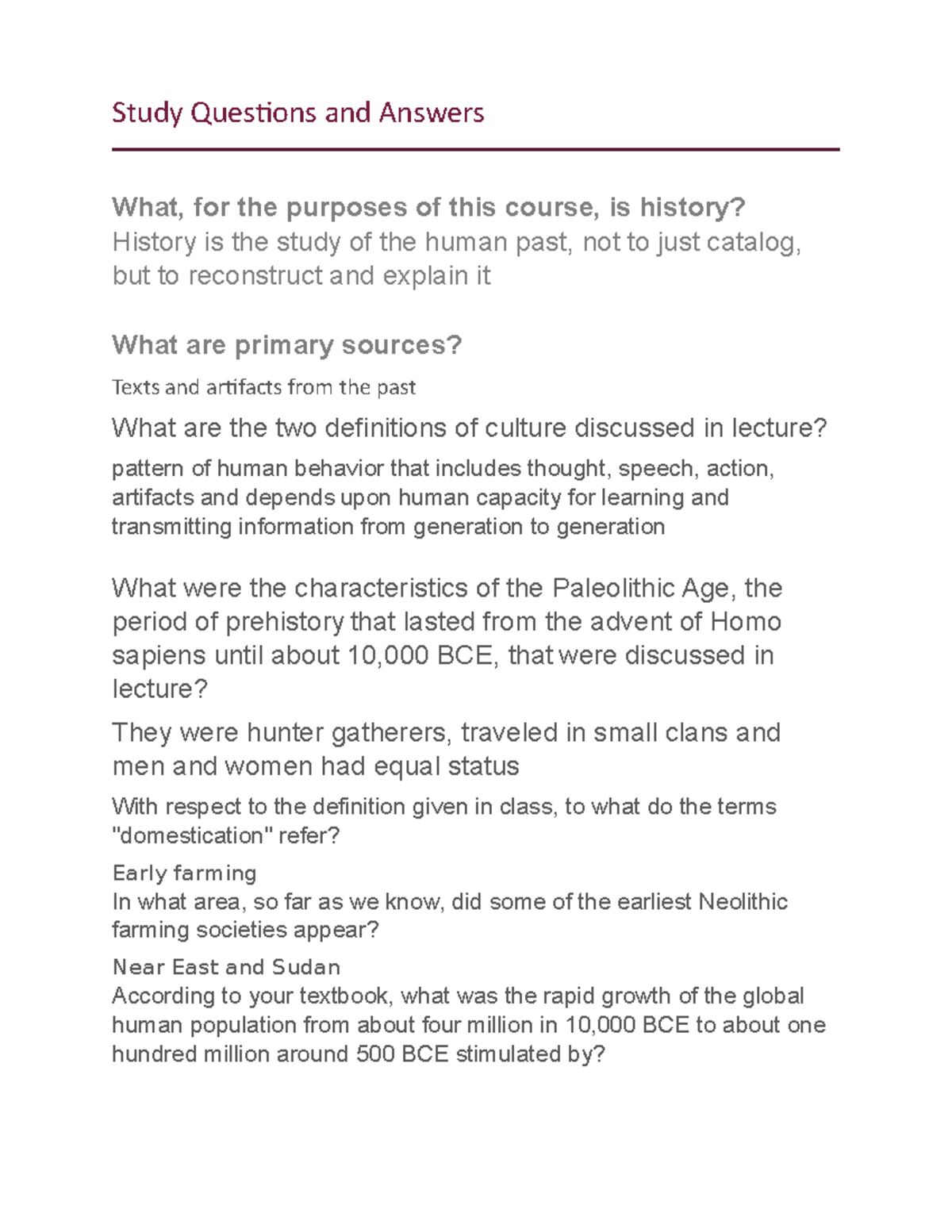 Study Questions and Answers - Study Questions and Answers What, for the ...