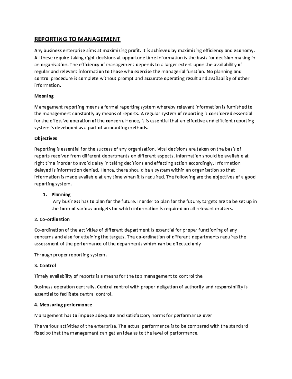 Reporting to Management - REPORTING TO MANAGEMENT Any business ...