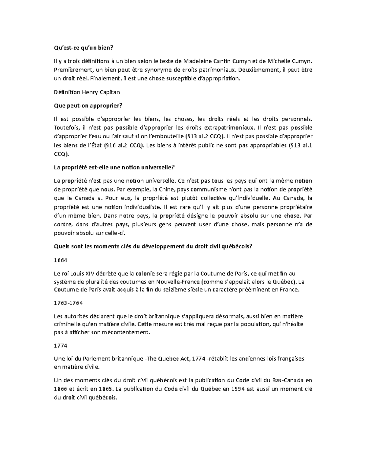 Questions - Alexandra Popovici - Qu’est-ce qu’un bien? Il y a trois ...