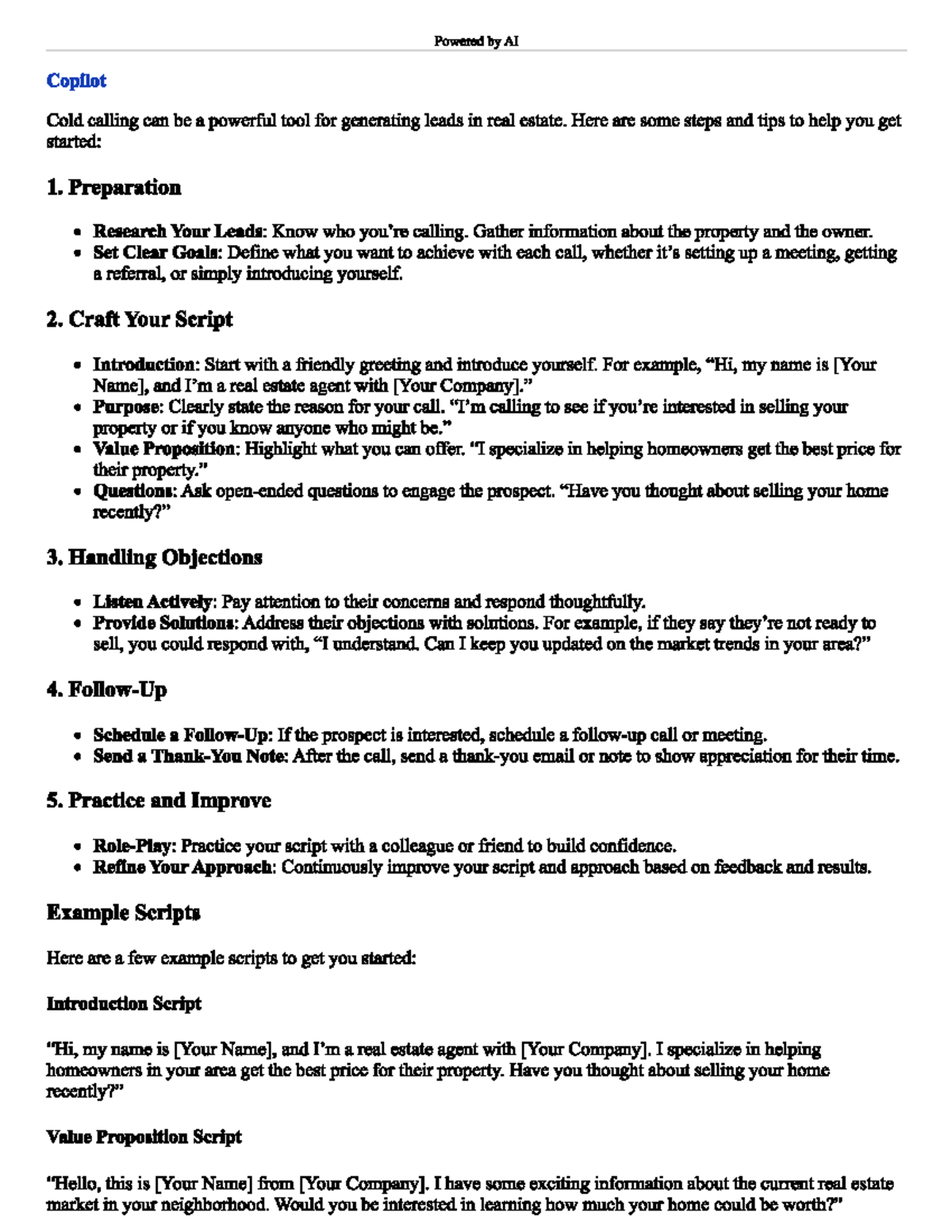 Cold calling - this notes is very usefull - Powered AI Copilot Cold ...