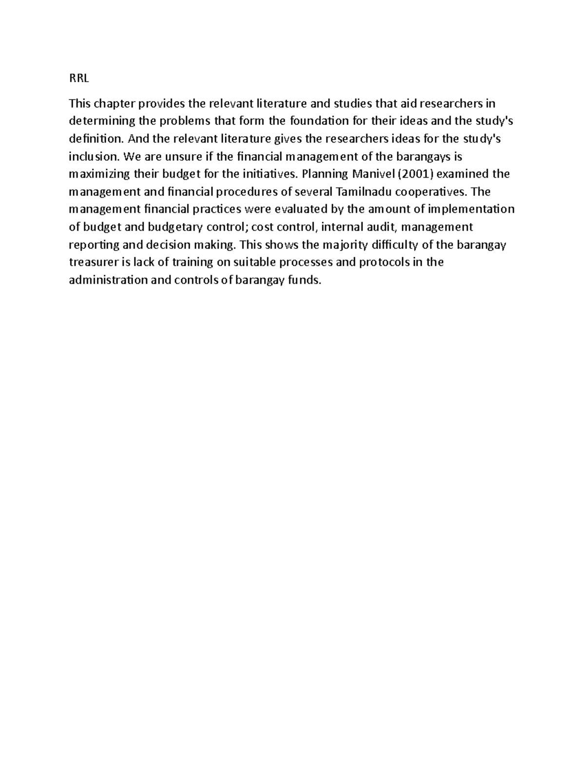 RRL - for educational purposes - RRL This chapter provides the relevant ...