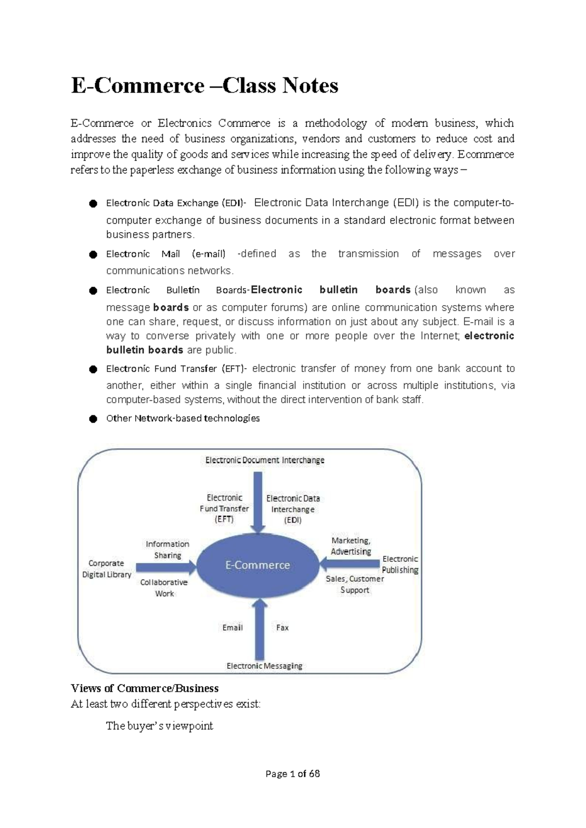 BIT 4204 E-commerce notes - E-Commerce –Class Notes E-Commerce or ...