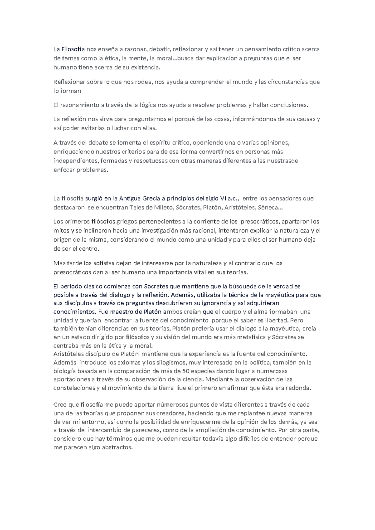 La Filosofía - La Filosofía nos enseña a razonar, debatir, reflexionar ...