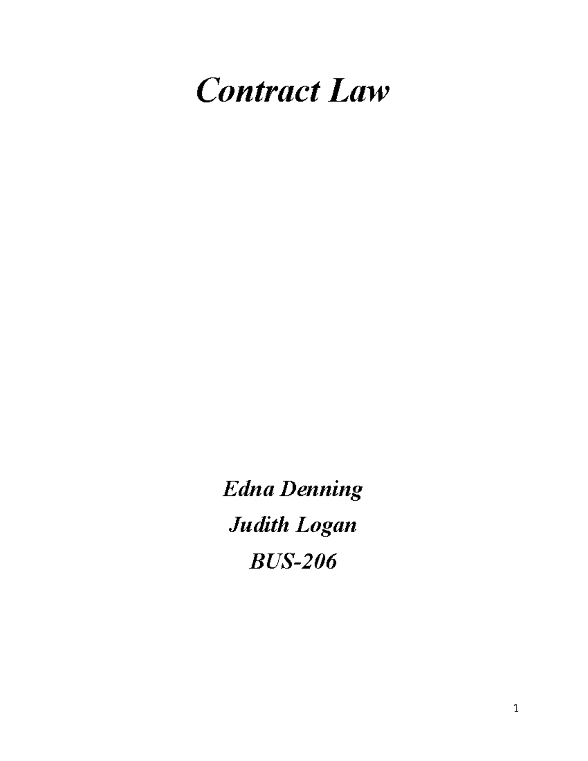 Contract Law - Module Seven - Contract Law Edna Denning Judith Logan ...