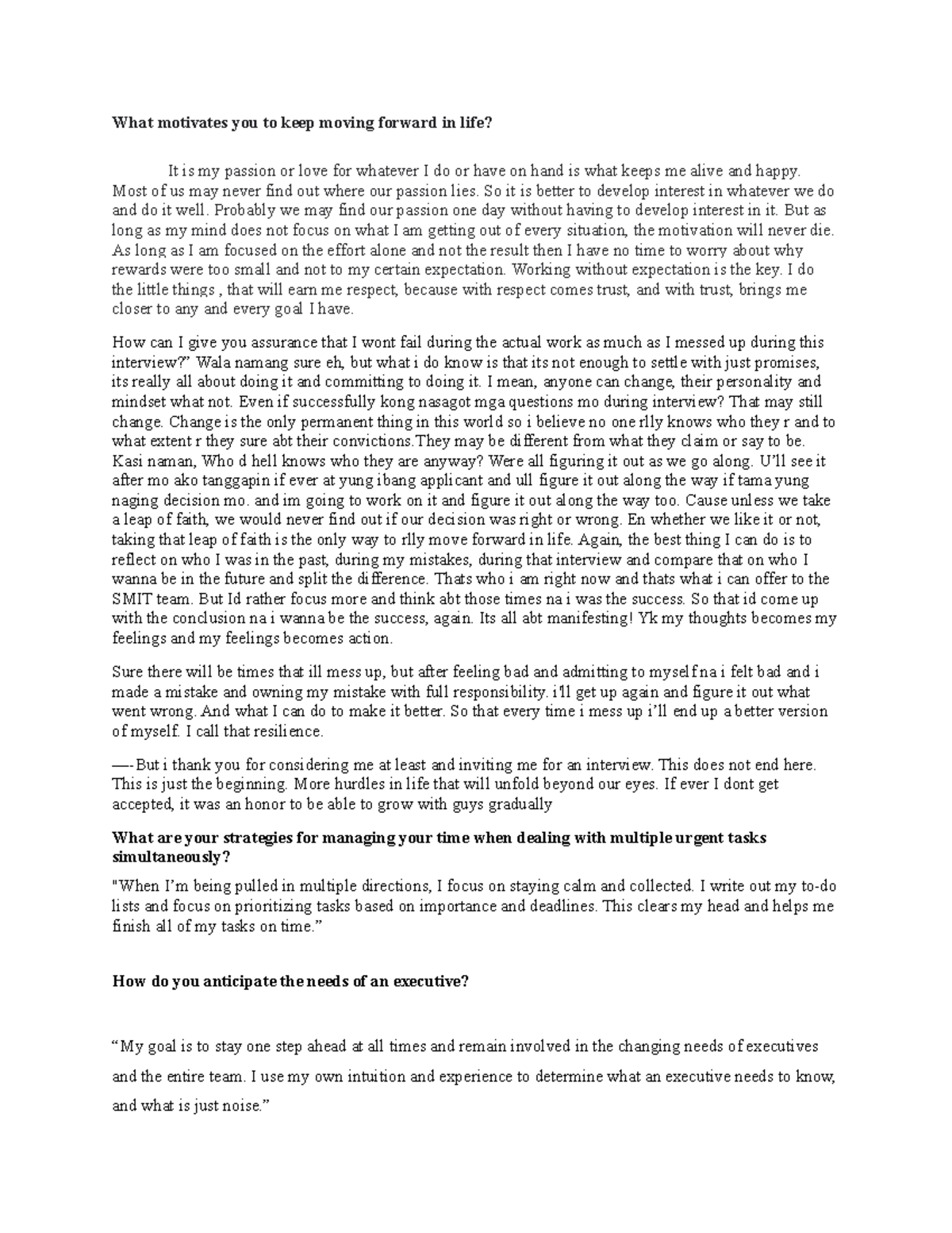 SMIT Interview - Preparation - What motivates you to keep moving ...