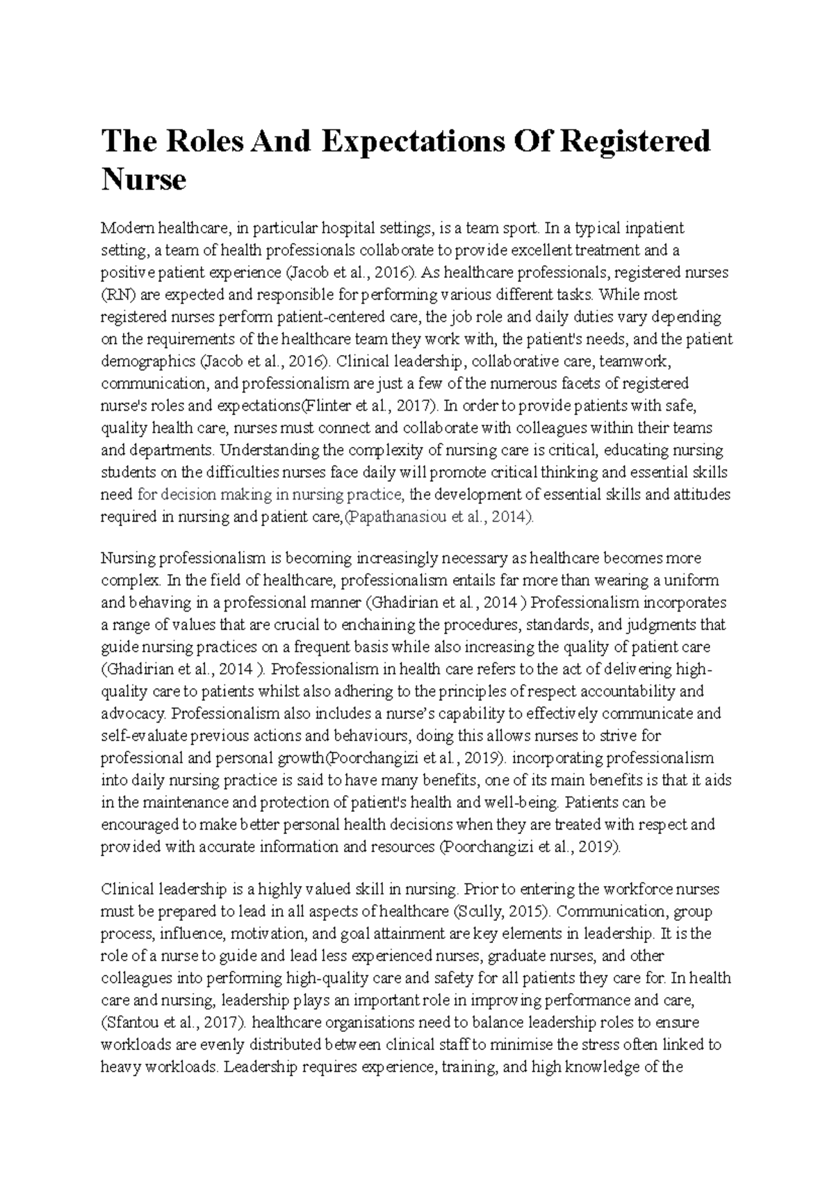 The Roles And Expectations Of Registered Nurse - The Roles And ...