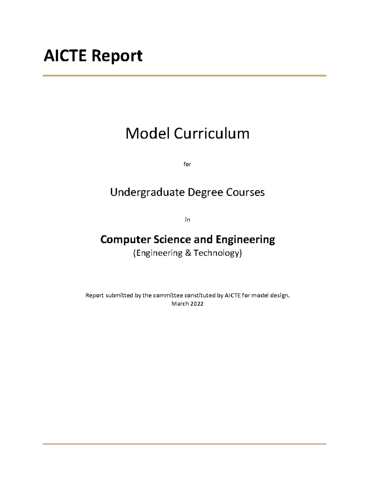 Aicte CSE Curriculum Rept Draft v1 - AICTE Report Model Curriculum for ...