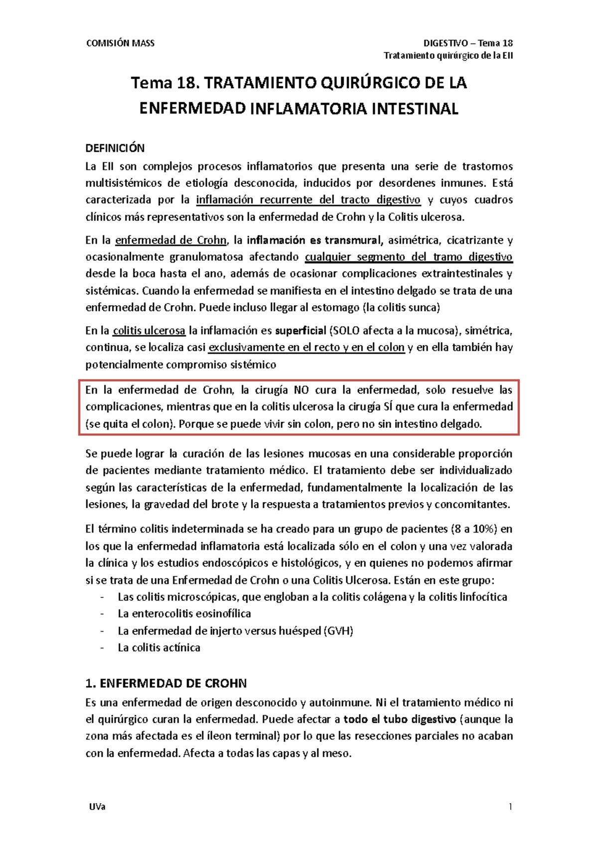 TEMA 18.- Tto quirúrgico de la EII - Tratamiento quirúrgico de la EII Tema 18. TRATAMIENTO - Studocu