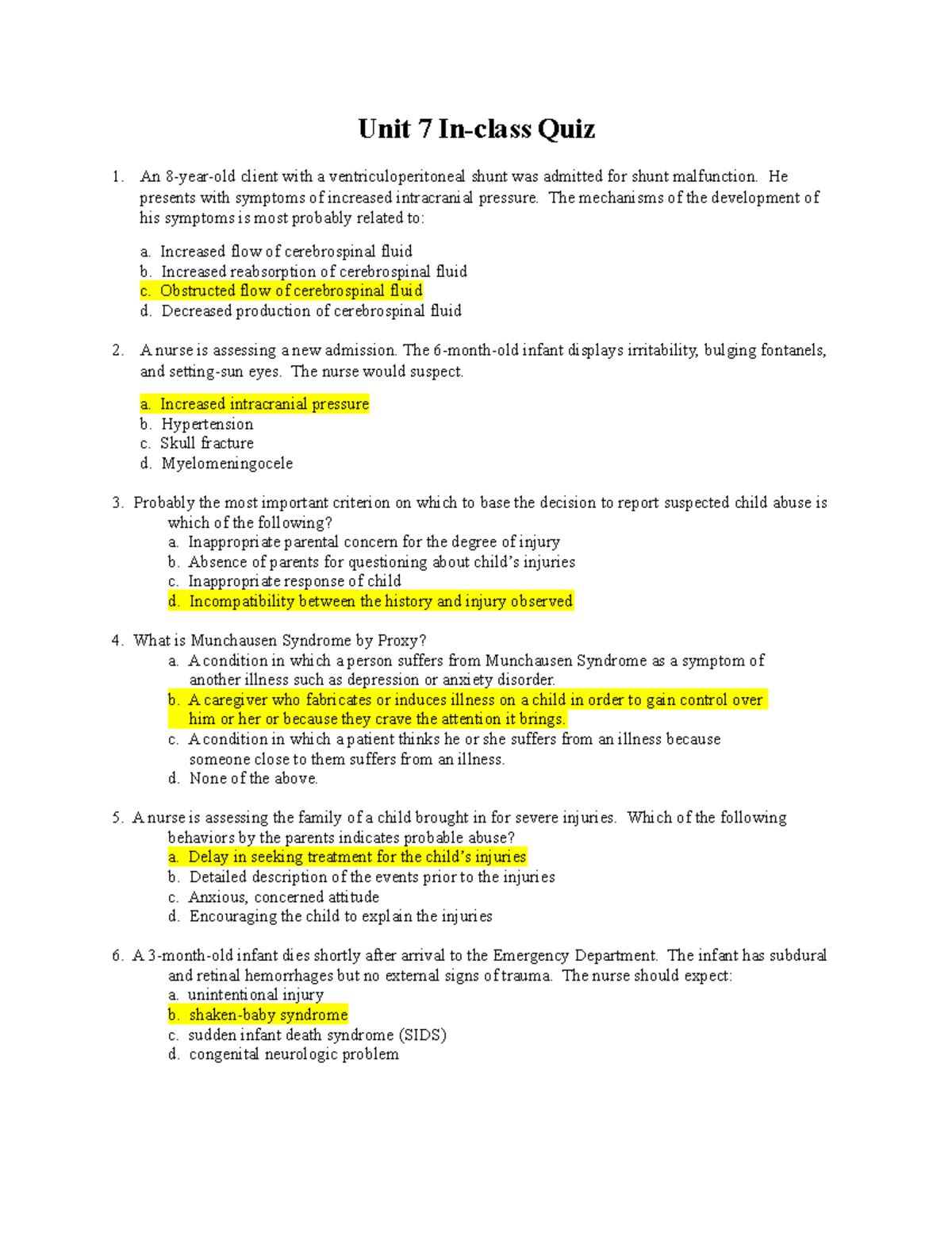 WK 6-7 - Unit 7 Quiz Answer Key - Unit 7 In-class Quiz An 8-year-old ...