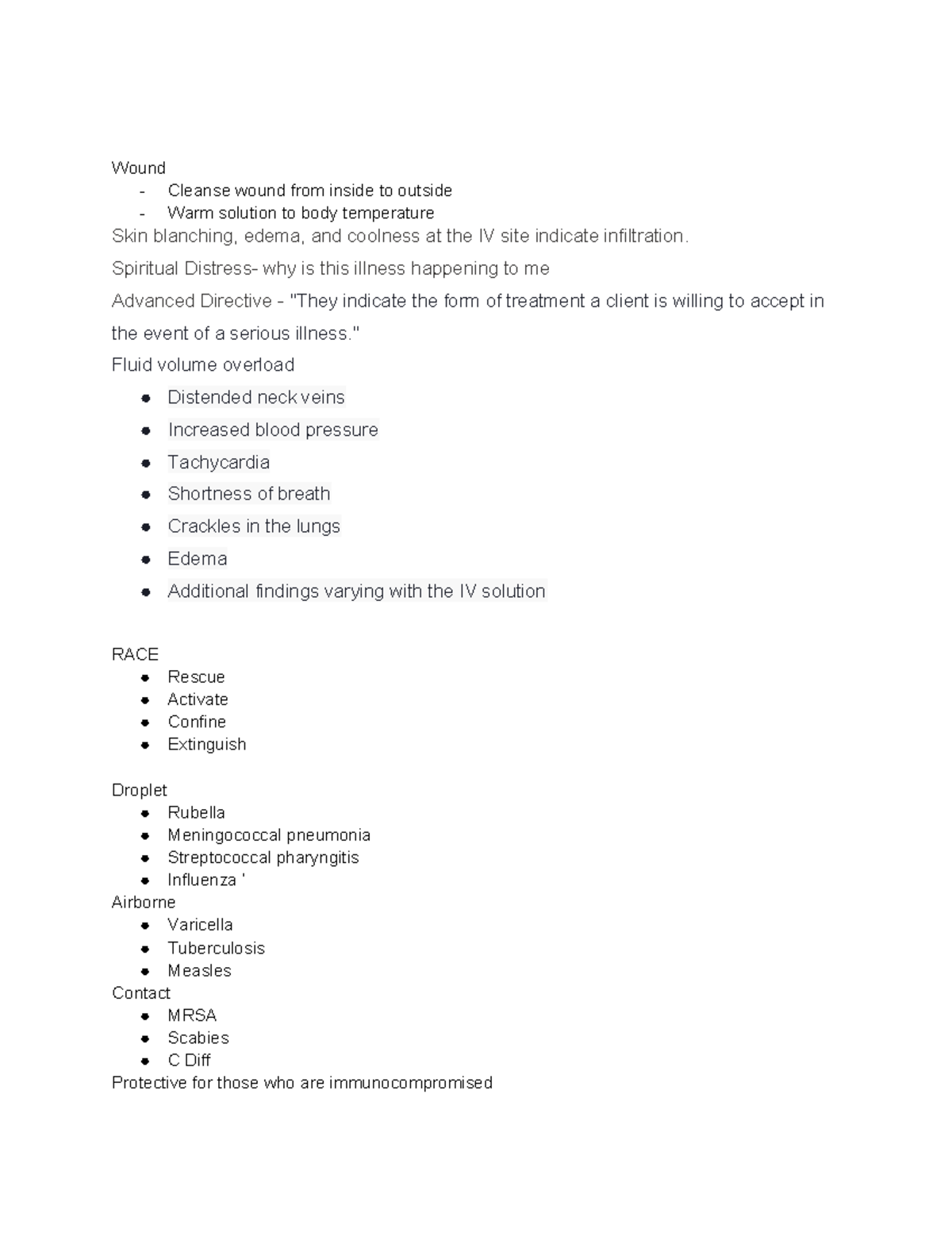 Precautions - Wound - Cleanse wound from inside to outside - Warm ...