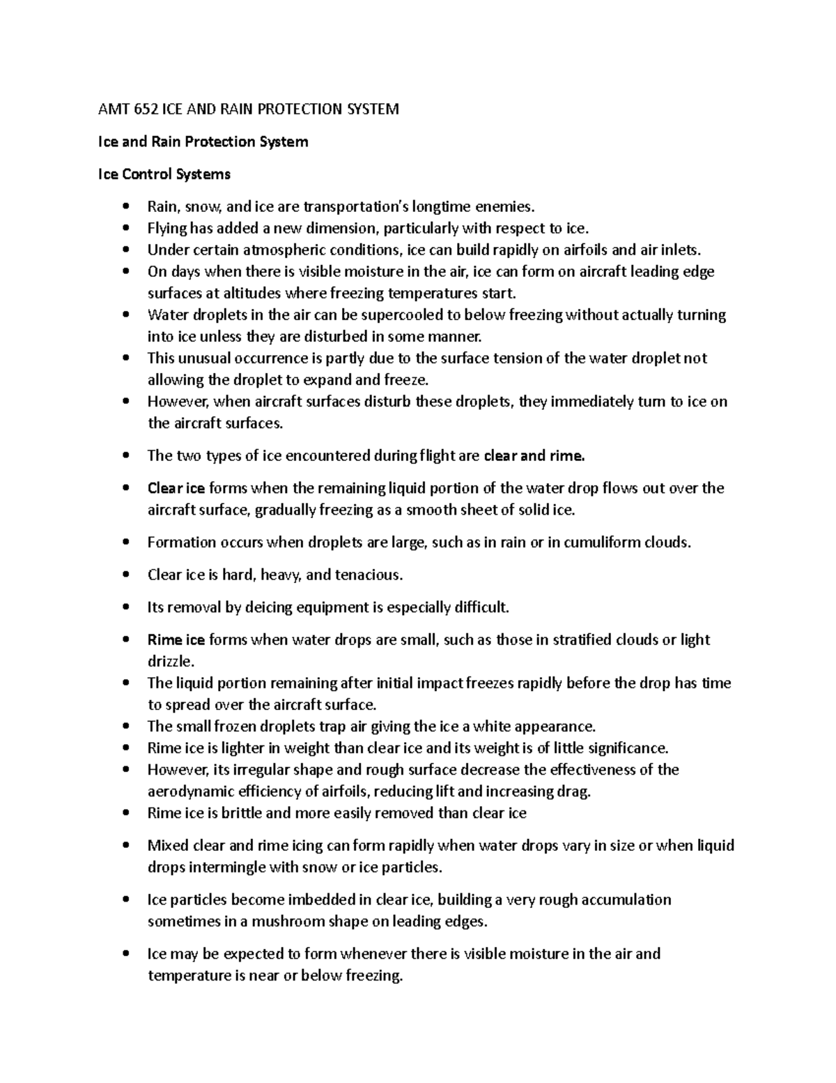 AMT 652 Reviewer Prelims - AMT 652 ICE AND RAIN PROTECTION SYSTEM Ice ...