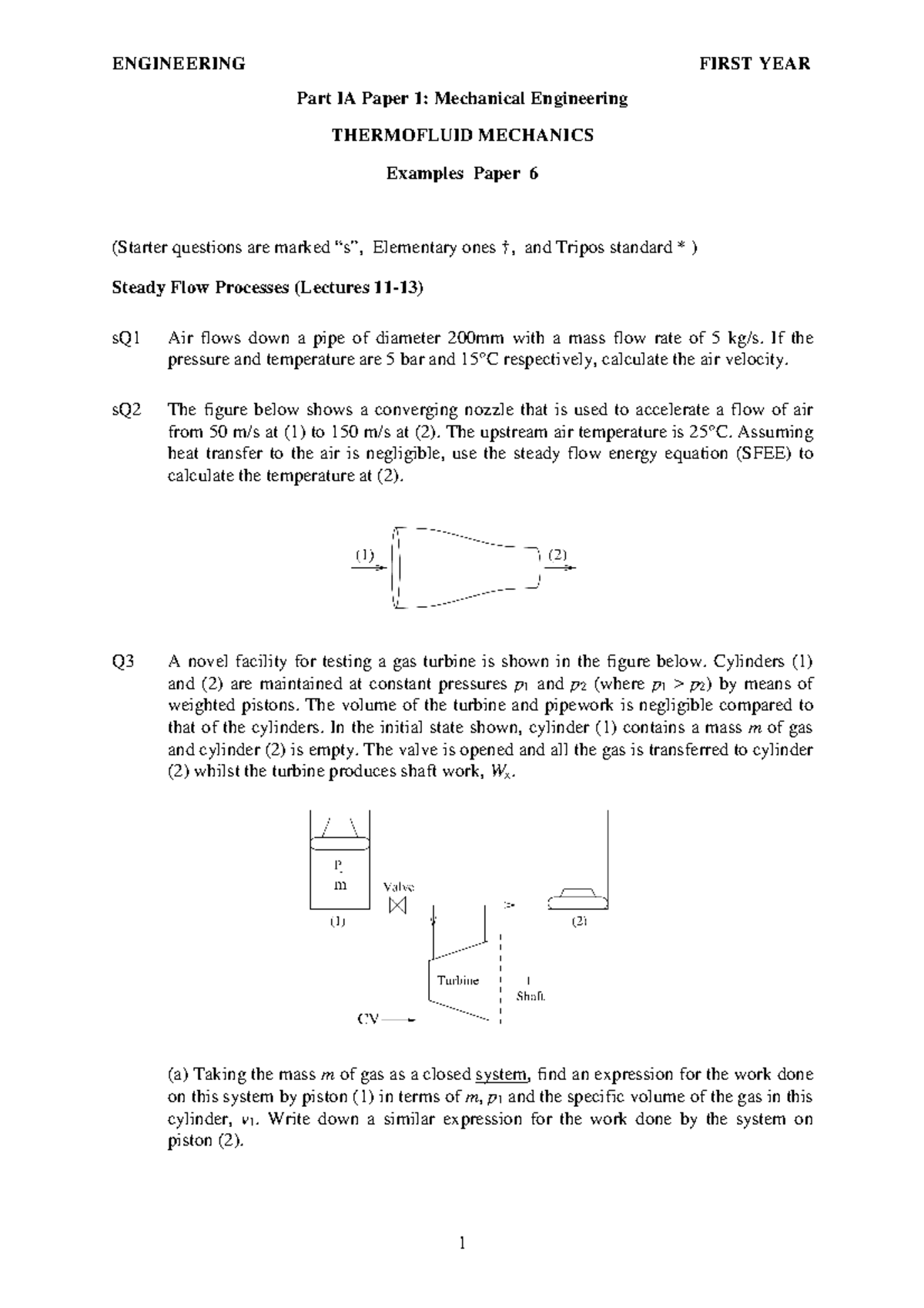 Examples Paper 6 2021 - notes - Part IA Paper 1: Mechanical Engineering ...
