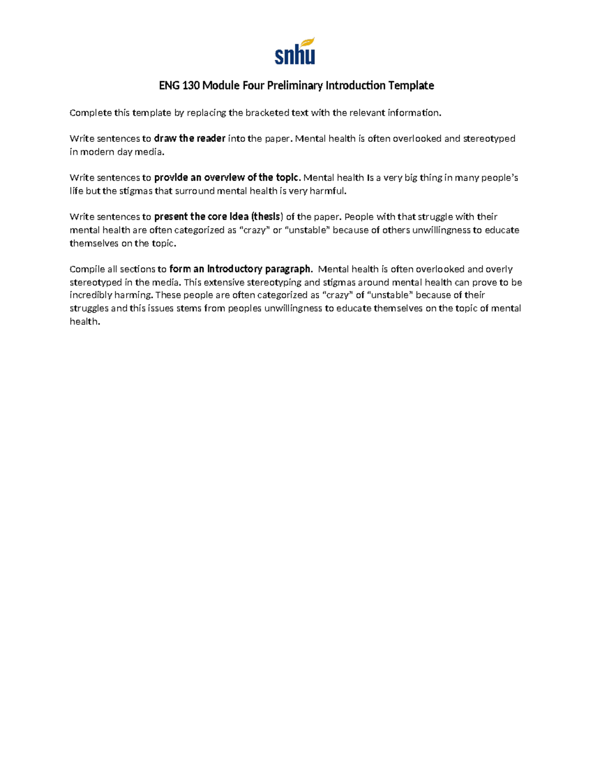 Completed ENG 130 Module Four Preliminary Introduction Template - ENG ...