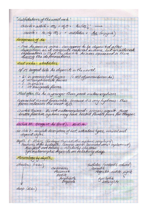 Ore Genesis Notes - LECTURE 1 Mineral deposit -an accumulation of solid ...
