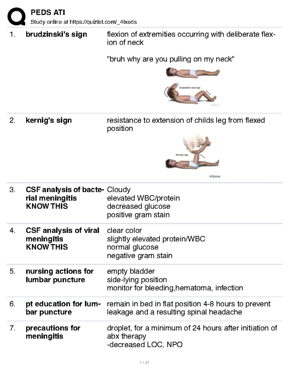 Peds ati 2 - N/A - Study online at quizlet/_4txeds brudzinski's sign ...