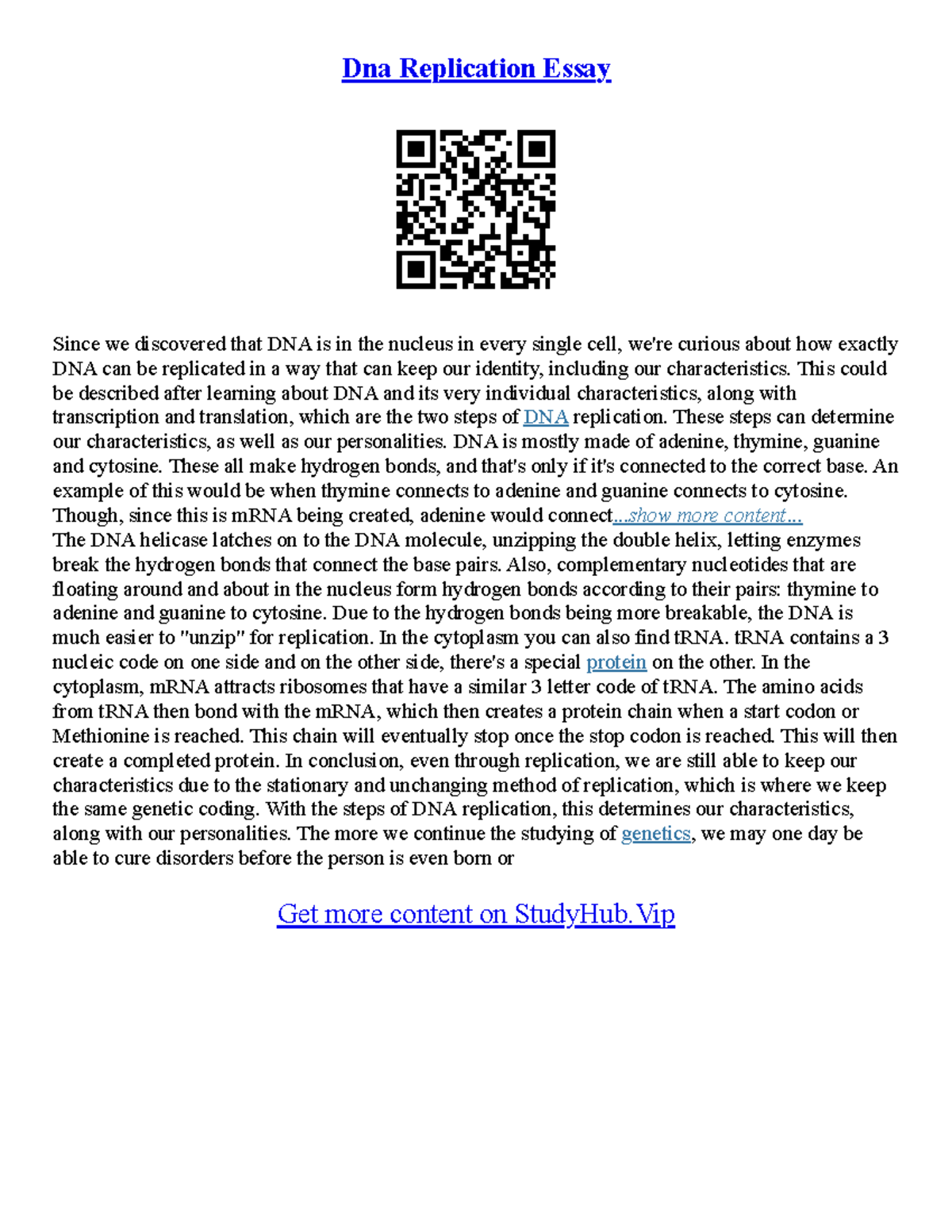 Essay About Dna - Dna Replication Essay Since we discovered that DNA is ...