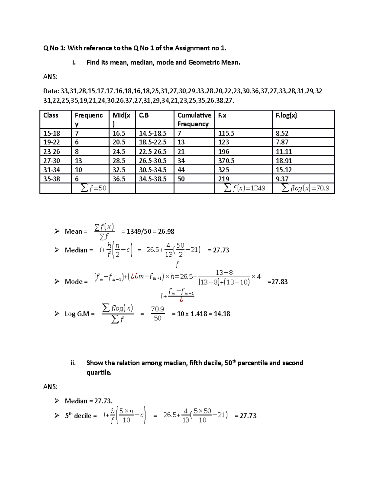 Assignment 2-Probability and Statistics - Q No 1: With reference to the ...
