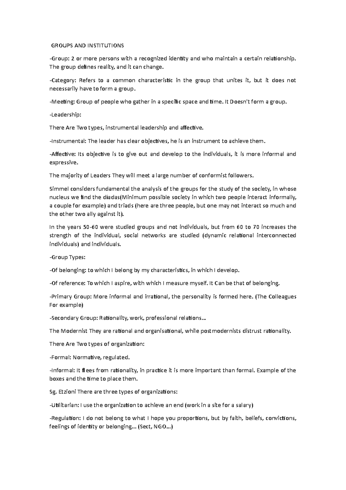 Groups AND Institutions - GROUPS AND INSTITUTIONS -Group: 2 or more ...