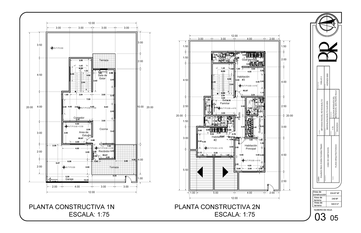 3 Planta Constructiva - construcciónArea de NUMERO DE HOJA 03 05 terreno Area de terrenoArea de ...