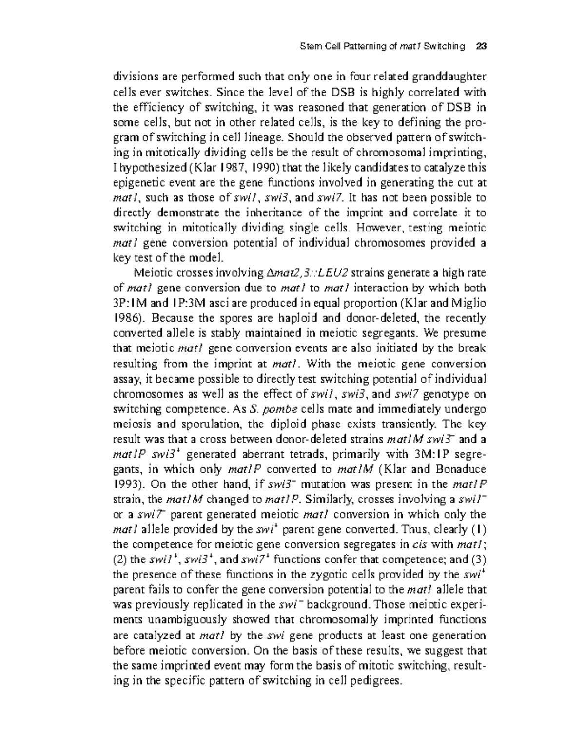 Biology - STEM-9 - Stem Cell Patterning of mat1 Switching 23 divisions ...