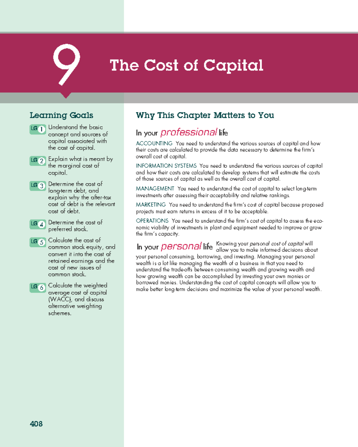 Chapter 9 Cost of Capital Principles of Managerial Finance by Gitman and Zutter - 408 Why This ...
