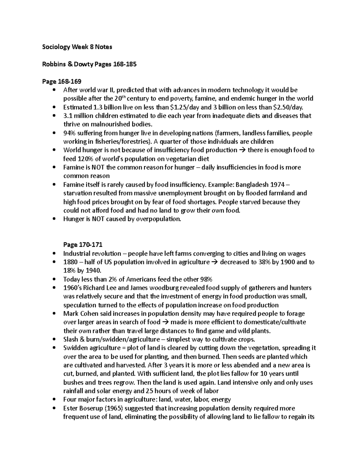 Sociology Week 8 & 9 Notes - Sociology Week 8 Notes Robbins & Dowty ...
