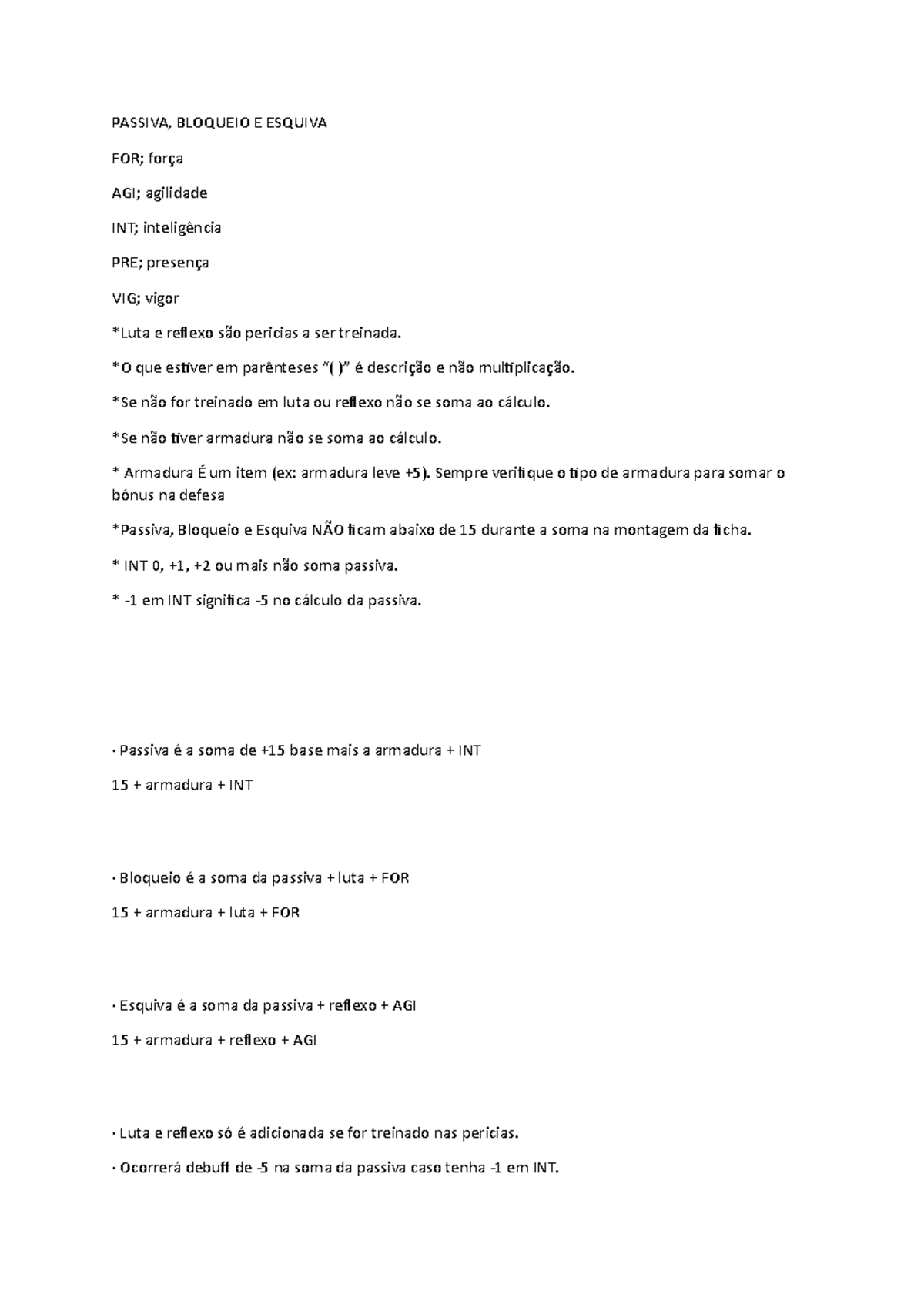 RPG - Regras e termos adicionais - PASSIVA, BLOQUEIO E ESQUIVA FOR ...